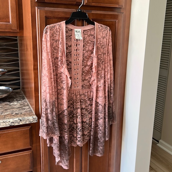 Coral Rose | Jackets & Coats | Coral Rose Lace Jacket Pink To Mauve ...